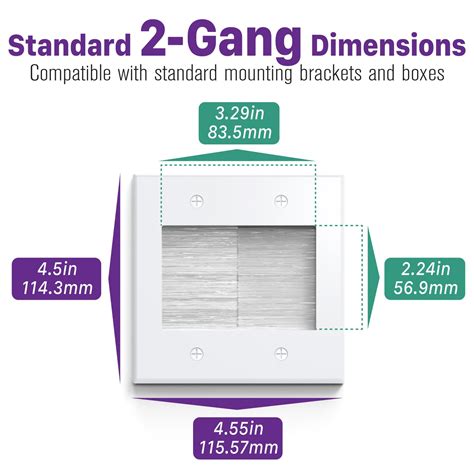 2 Gang Brush Wall Plate Double Gang Cable Management