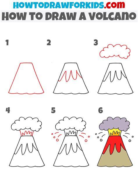 How To Draw A Volcano Really Easy Drawing Tutorial How To Draw A