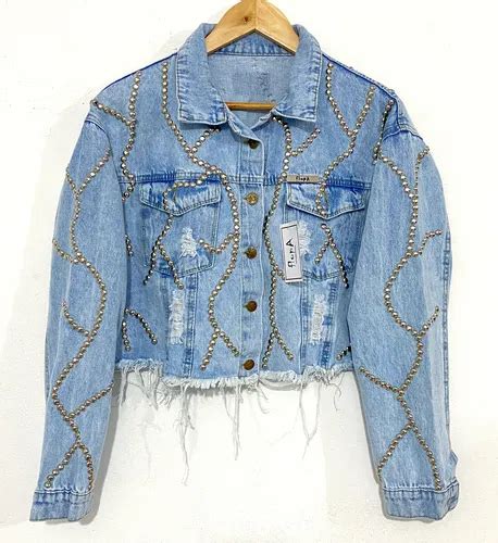 Campera De Jean Con Tachas Desflecada Customizada Mujer Mismo Precio