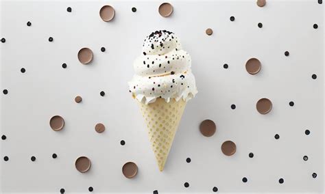 Premium Ai Image Stracciatella Ice Cream Cone In Craft Paper Generative Ai