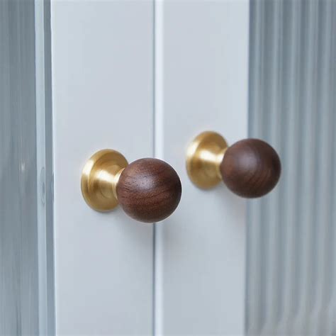 Wood Cabinet Knobs 6344 Walnut Solid Brass