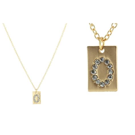 Crystal Rectangle Initial Necklace Bellechic