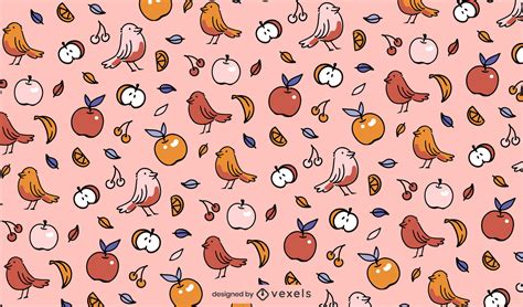 Birds And Fruits Pattern Design Vector Download
