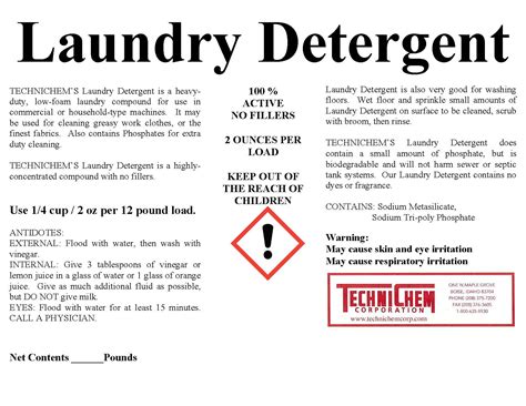 Laundry Detergent Technichem Corporation