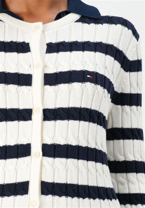 Tommy Hilfiger Cardigan Ivory Silkdark Night Navy Strickjacke