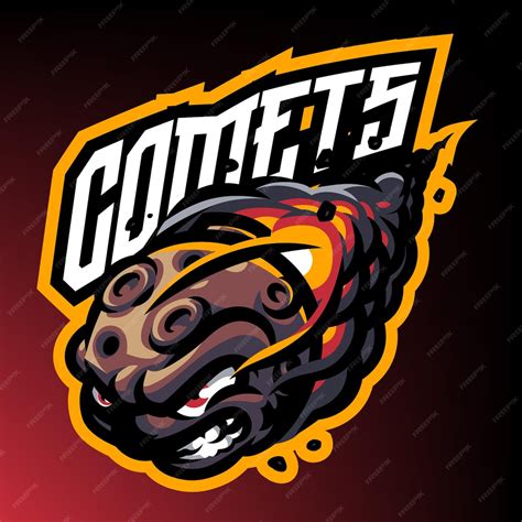 Premium Vector Comets Mascot Logo Template Isolated On The Black Background
