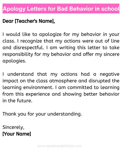 9 Samples Of Apology Letters For Bad Behavior In School Apologize