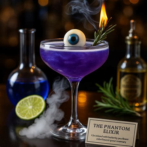 Phantom Elixir Mysterious Cocktail With Exotic Botanical Flavors And Spectral Shimmer