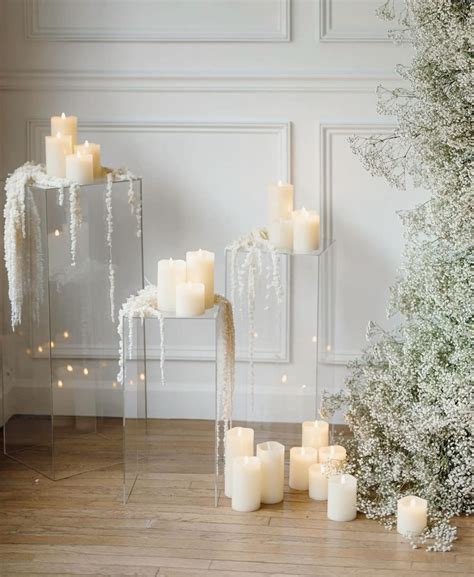 Vintage White Candle Decor White Candle Wedding Decor Acrylic Plinth