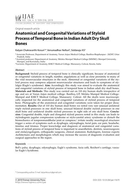 Anatomical And Congenital Variations Of Styloid Process Of Temporal