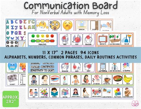 Pecs Communication Board For Nonverbal Adults Dementia Memory Loss