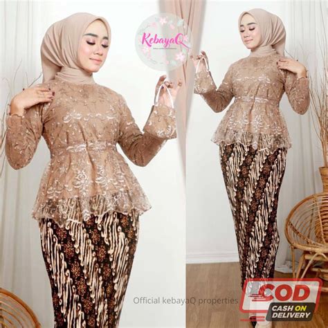 Jual COD KQ SETELAN KEBAYA MODERN ANGELA KEBAYA WISUDA HIJAB KEBAYA BRUKAT ANGELA KEBAYA