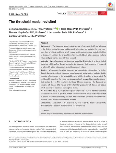 Pdf The Threshold Model Revisited