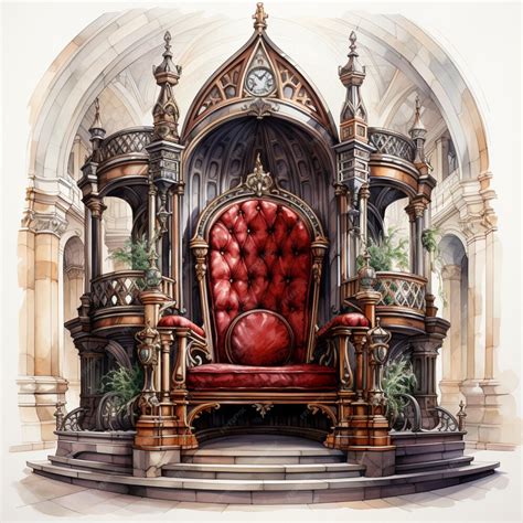 Premium Photo There Is A Drawing Of A Throne With A Red Leather Chair