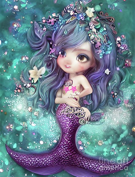 Purple Little Mermaid Princess Digital Art By Debra Miller Fine Art