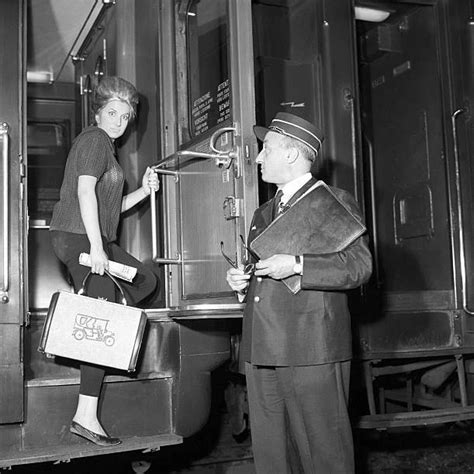 Italian Singer Mina Getting On A Train At Termini Station Rome 1961 Old