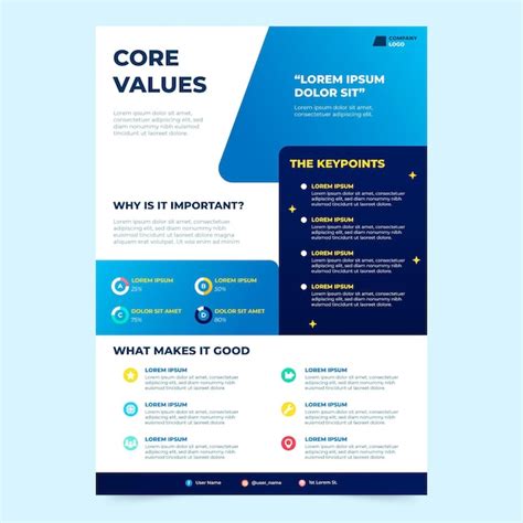 Blue Gradient Core Values Flyer Free Vector
