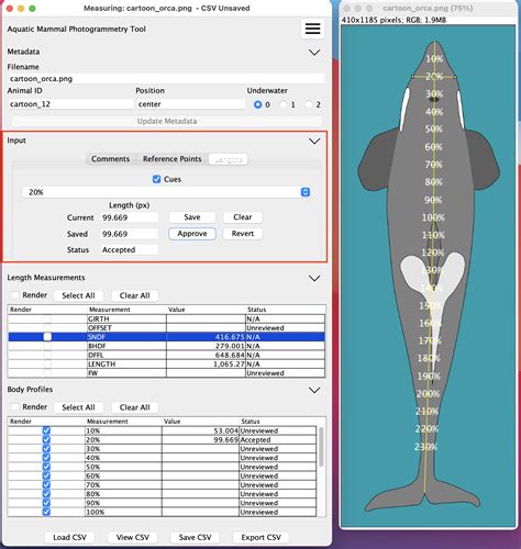 Input Panel Aquatic Mammal Photogrammetry Tool