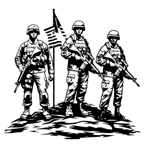 Free American Military Forces Us Soldier Black And White Svg Vector