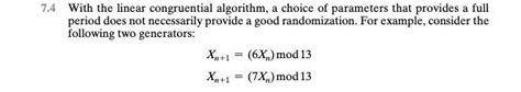Solved With The Linear Congruential Algorithm A Choice Of
