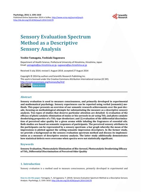 Pdf Sensory Evaluation Spectrum Method As A Descriptive Sensory Analysis