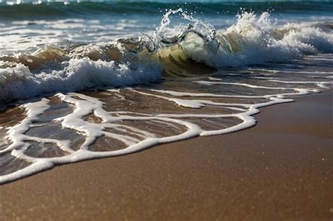 Wave Patterns Forming On A Sandy Shore Premium Ai Generated Image