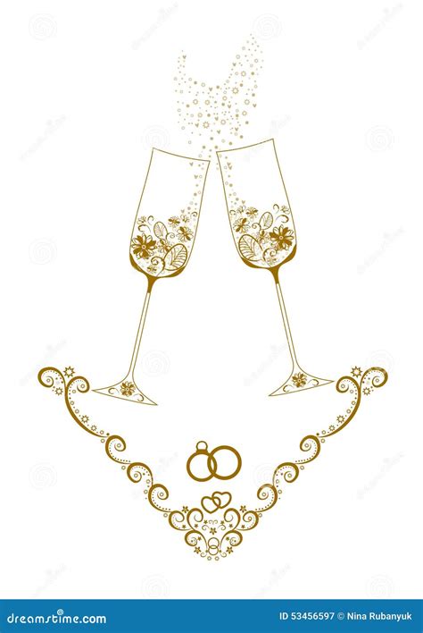Wedding Glasses With Champagne Stock Vector Illustration Of Freshness
