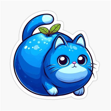 Kitty And Blueberry Cute Cat Sticker For Sale By Delidream Redbubble