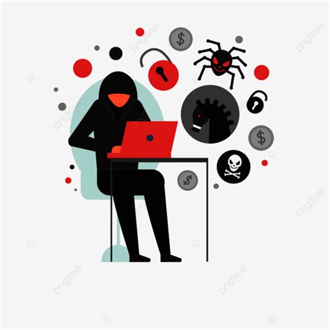 Security Threat Vector Hd Images Hacker With Laptop And Set Of Icons