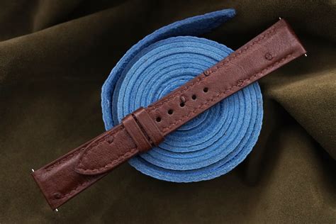 Vintage Brown Ostrich Quill Leather Watch Strap For Cartier Tank Solo