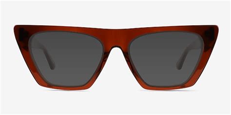 Ponga Cat Eye Translucent Dark Brown Frame Prescription Sunglasses