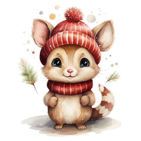 Premium Ai Image Cozy Winter Scene With Adorable Chipmunk Enjoying Outdoors In Winter Clothes