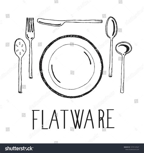 Flatware Hand Drawing Style Stock Vector Royalty Free 1979147627