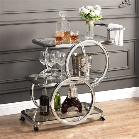 Ferfalder Home Bar Serving Carts 3 Tier Kitchen Carts On Wheels Mobile