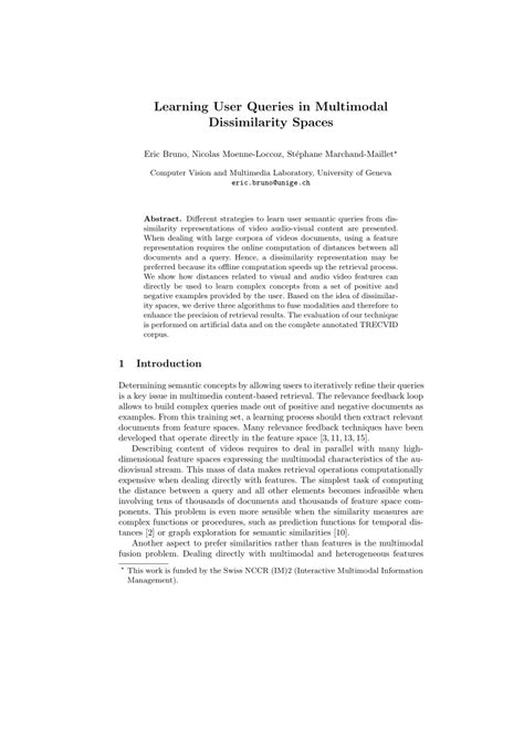 Pdf Learning User Queries In Multimodal Dissimilarity Spaces