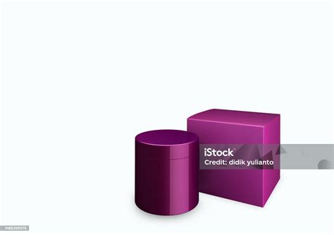 빈 깊은 라일락 진주층 화장품 항아리는 흰색 배경에 정면 시야각에 얼룩 크림이 있는 조롱 3d 그림 공란에 대한 스톡 사진 및 기타 이미지 Istock