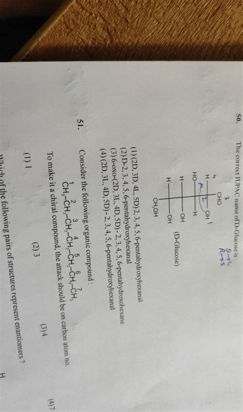 The Correct Iupac Name Of D Glucose Is D Glucose Filo