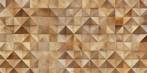 Geometric Patterned Tile Wall With Textured Triangular Designs In Earth