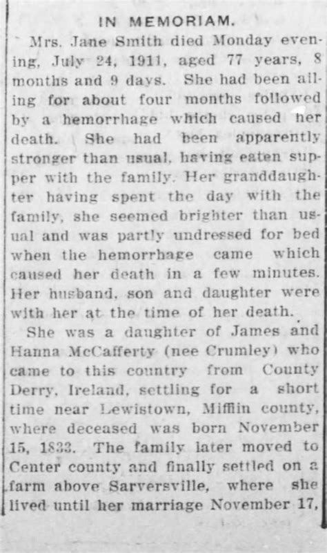 Jane Mccafferty Smith 1833 1911 Find A Grave äreminne