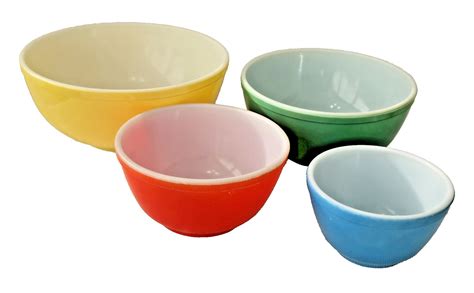 Vintage 1940s Pyrex Primary Colors Nesting Mixing Bowls Set Of 4