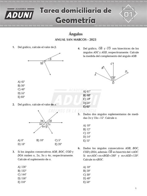 Aduni Geometría Práctica Domicliaria Anual 2023 Pdf Triángulo Ángulo
