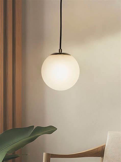 Frosted Globe Pendant Light Antique Brass Fixture
