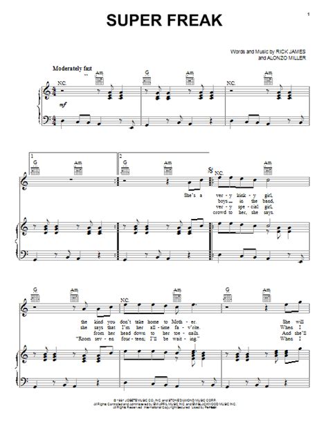 Rick James Super Freak Sheet Music Chords And Lyrics Download