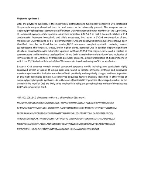 Phytoene Synthase With Txt Sequence Phytoene Synthase 1 Crtb The
