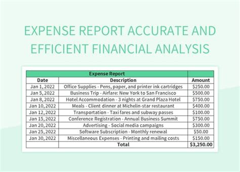 Expense Report Accurate And Efficient Financial Analysis Excel Template And Google Sheets File