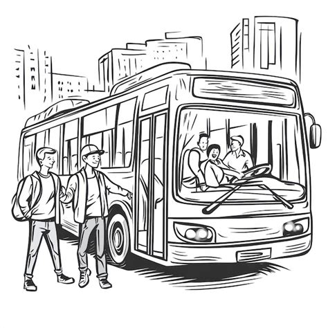 A Drawing Of A Bus That Says Bus Premium Ai Generated Image