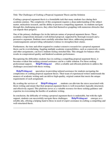 Proposal Argument Thesis Example Pdf Essays Thesis