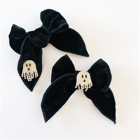 The Daydream Republic — Ghost Gem Hair Bow Black Velvet