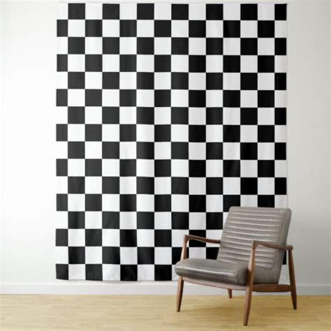 Check Black White Checkered Pattern Checkerboard Tapestry Zazzle
