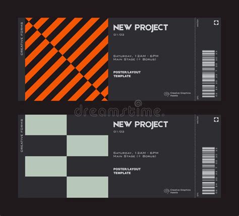 Ticket Vector Template Layout With Abstract Vector Geometric Shapes